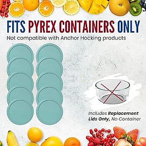 Replacement Lid for Pyrex 5" Storage Plastic Cover 2 Cup Bowl 7200-PC Turqoise (10-Pack)