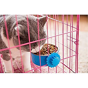 DEVILMAYCARE Pet Feeder Dog Bowl Stainless Steel Food Hanging Bowl Crates Cages Dog Parrot Bird Pet Drink Water Bowl Dish Accessory (S: 4.5''x2'', Pink)