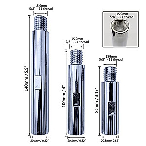 3 Pcs 5/8"-11 Thread Extension Rod Shaft Polishing Tool for 5/8"-11 Thread Water Grinder Polishing Machine Grinder Car Polishing 80mm 100mm 140mm Set