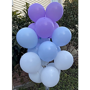 JODIDI 60 Pcs 12 Inch Latex Balloons in Purple, Blue and White, Perfect for Spring, Summer, Birthday, Graduation, Wedding and Baby Shower Party Balloons Decorations(Purple Blue And White)