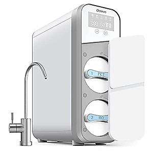 Deepuro RO Water Filter System, Reverse Osmosis Under Sink Water Filtration System 600GPD, 0.0001μm Tankless Water Purifiers 5 Stage, 1.5:1 Pure to Drain Visible TDS & Filters Life, White, WP-A6
