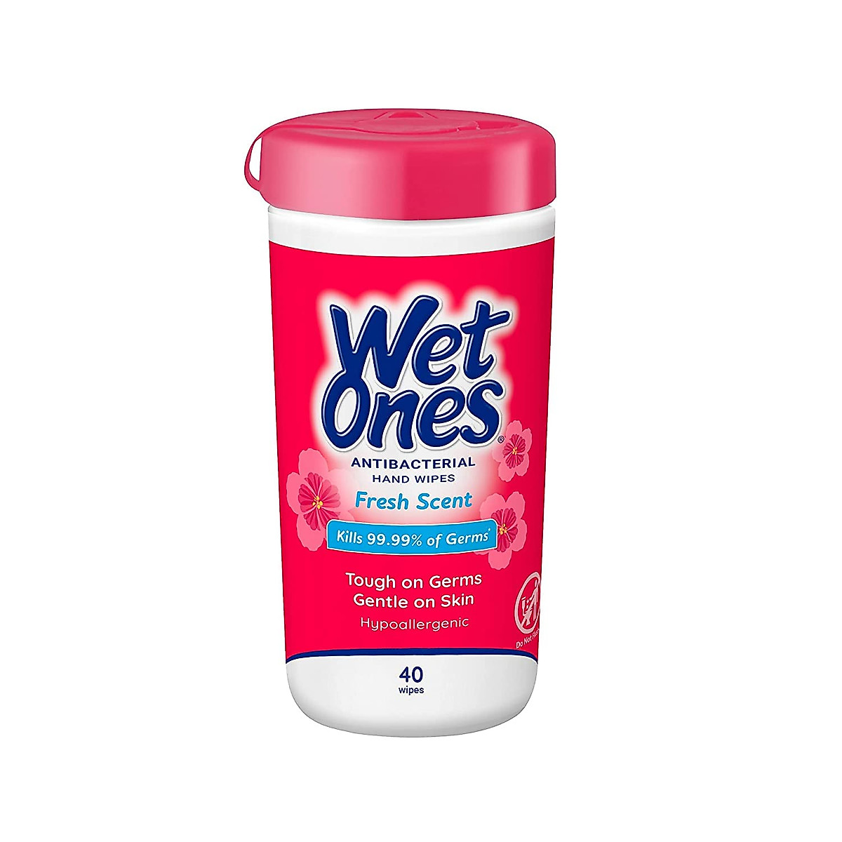 Wet Ones Antibacterial Hands & Face Wipes Fresh Scent 40 Count Canister (Pack of 4)
