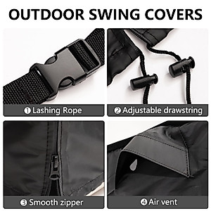 WEIMELL Outdoor Swing Cover 3 Triple Seater Waterproof Porch Swing Cover 420D Patio Swing Protector Cover(86W*48D*67H inch)