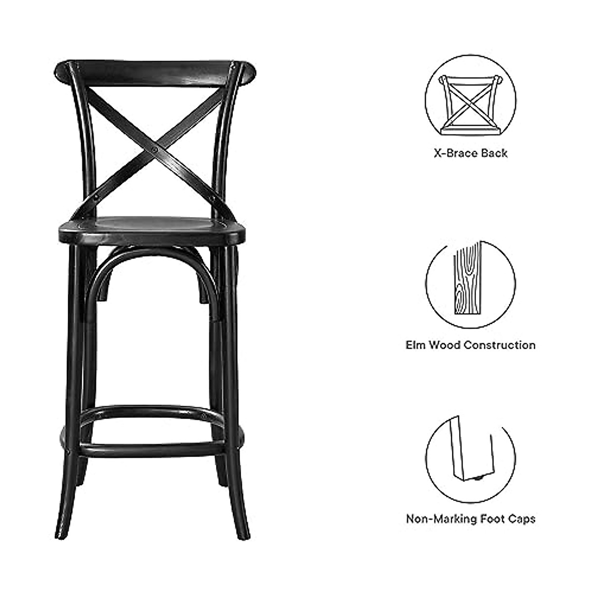 Modway Gear Counter Stool in Black