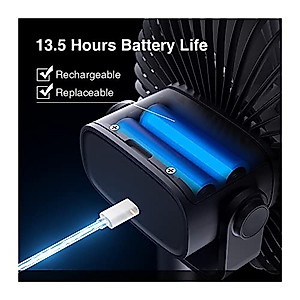 GaYouny Portable Fan for Home Office Desk Table Clip Fan Battery Rechargeable Silent Fans Ventiladores Beatirce (Color : B)