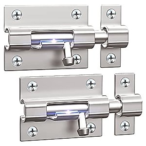 Door Security Slide Latch Lock, Keyless Entry Door Lock, Thickened Heavy Duty Steel Sliding Door Lock, Easy to Install Gate, Slide Latch Lock with 12 Screws