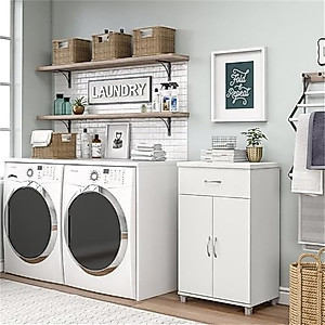Pemberly Row Transitional 24" 1 Drawer/2 Door Base Storage Cabinet in White