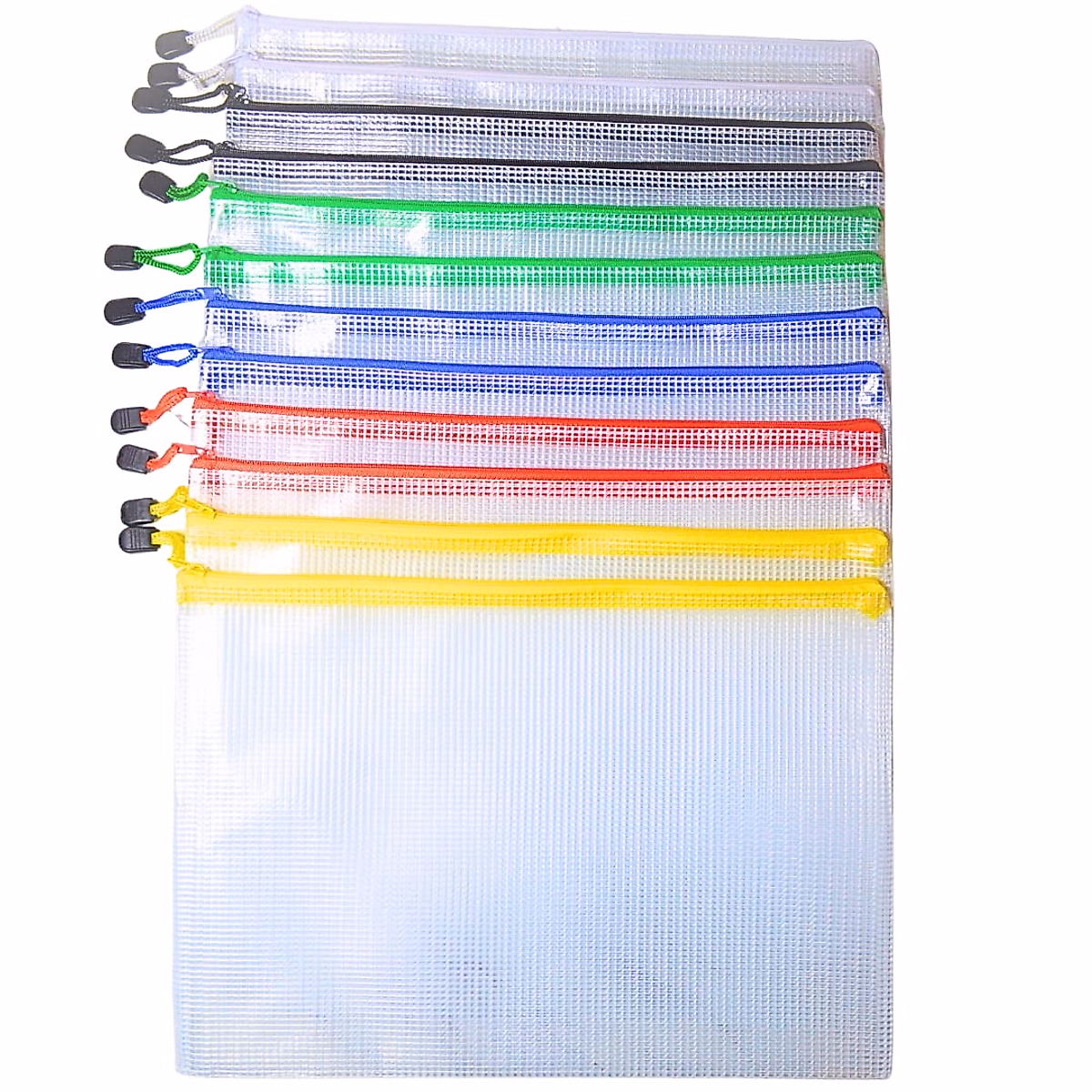 12pcs A4 Mesh Zipper Pouches | Clear Plastic Pouches with Zipper | mesh Zipper Pouch Document Bag |Puzzle & Board Games Storage Bag, Office Supplies