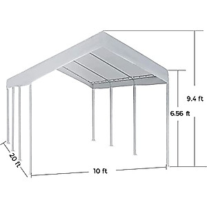 Abba Patio 10 x 20 ft Heavy Duty Carport Car Canopy Garage Boat Shelter Portable Tent for Outdoor Party, Wedding, Birthday, Garden, with 8 Legs Ivory