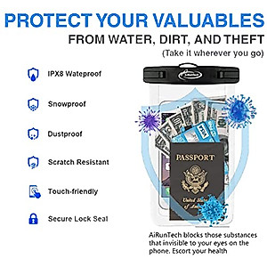 AiRunTech Large Universal Waterproof Case, Waterproof Phone Pouch Compatible with iPhone 14 Pro Max/13/12/11/XR/X/SE//8/7, Galaxy S22/S21, Note 20 Pixel/OnePlus Underwater Phone Protector Vacation