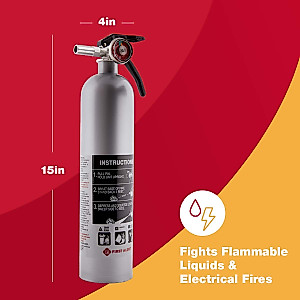First Alert DHOME1 Rechargeable Standard Home Fire Extinguisher, UL Rated 1-A:10-B:C, Pewter