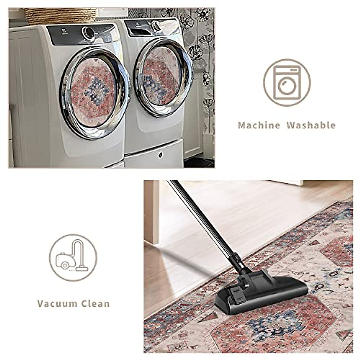 Falflor Area Rug 2'x 3' Vintage Distressed Entryway Rug Non Slip Indoor Door Mat Washable Throw Rug for Bedroom Low Pile Kitchen Floor Mat for Living Room Bathroom Laundry