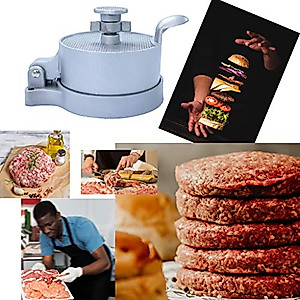 laffeya Burger Press, Hamburger Maker with 50 Non Stick Patty Papers, Adjustable Burger Press Makes 4 1/2" Patties, 1/4Lb to 3/4Lb (Burger Press with Paper)
