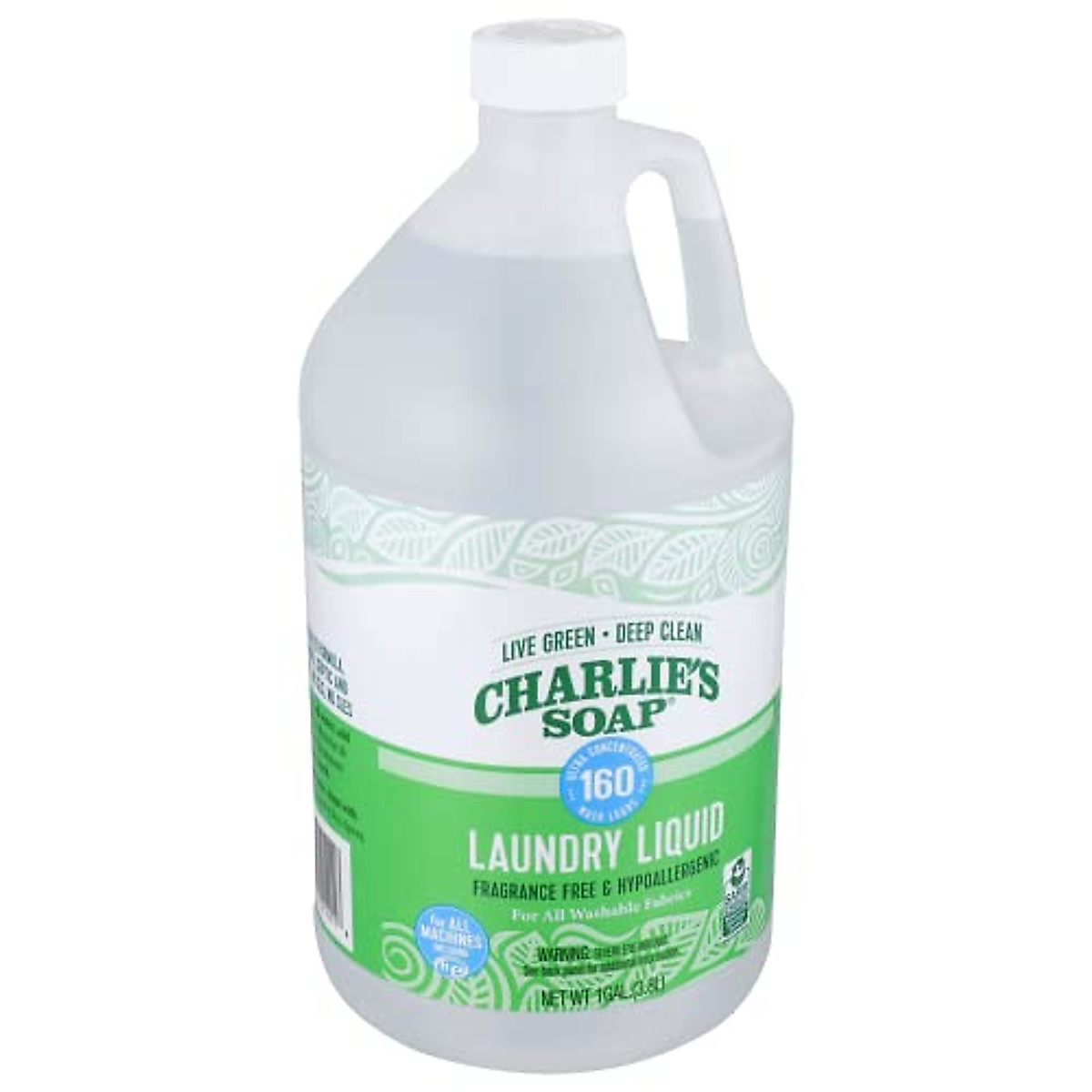 Charlie's Soap HE Hypoallergenic Liquid Laundry Detergent with Pump, 1 Gallon