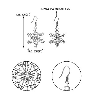 EVER FAITH Silver-Tone Austrian Crystal Winter Party Snowflake Pierced Hook Dangle Earrings Clear