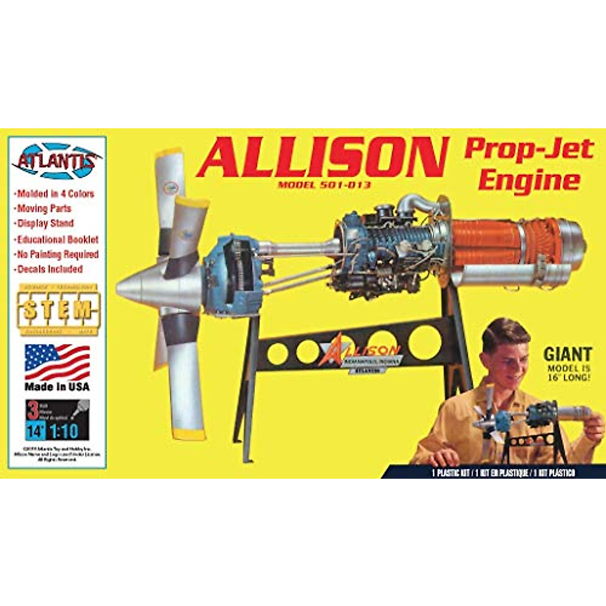 Atlantis Allison Prop Jet Aircraft Engine STEM Plastic Model Kit 1/10 Toy and Hobby