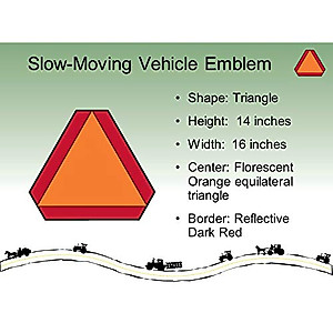 2-Pack Slow Moving Vehicle Triangle Safety Sign,14"x16" Plastic, Highly Visible, Engineering Grade Reflective for Golf Cart