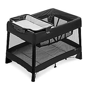 4moms Breeze Plus Portable Playard with Removable Bassinet and Baby Changing Station, Easy One-Handed Setup, from The Makers of The mamaRoo