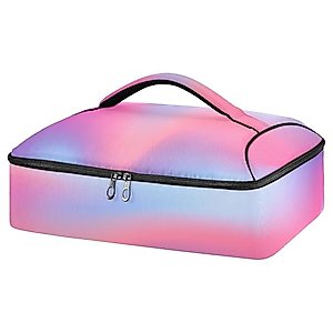 Kcldeci Insulated Thermal Food Carrier Insulated Casserole Carrier for Hot or Cold Food,Vibrant Gradient Blurred Insulated Tote Bag for Potluck Cookouts Parties Picnic,Lasagna Lugger