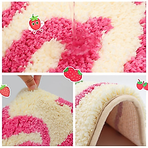 Enhopty Get Naked Bath Mat Strawberry Flower Bathroom Rugs Fun Cute Door Mat Non Slip Microfiber Absorbent Shower Rugs for Home Tub Bedroom…