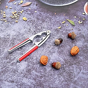 Nut Crackers Walnut Cracker Heavy Duty Shell Cracker Seafood Cracker Walnut Opener Tool with with Red Non-slip Handle, with 2 Pcs Forks/Picks