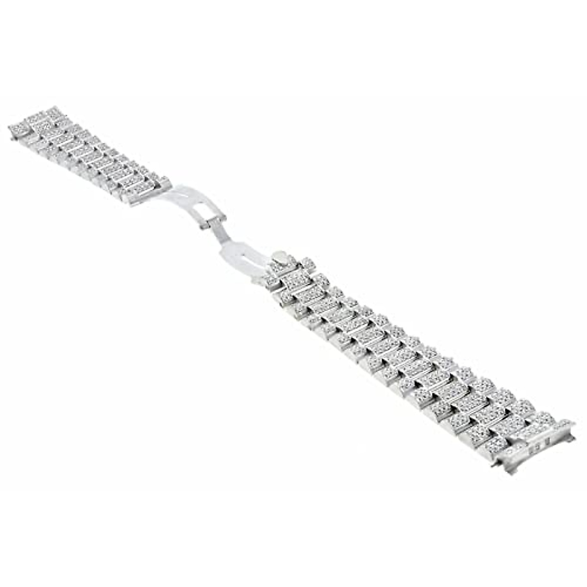 Ewatchparts 20MM 18KW PRESIDENT WATCH BAND WITH ALL DIAMOND LINKS COMPATIBLE WITH ROLEX DAY DATE 8CTS