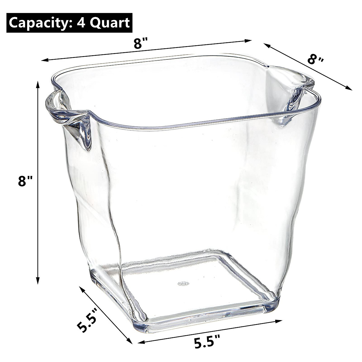 Peohud Plastic Ice Bucket, 4 Liter Beverage Chilling Tub, Clear Wine Bucket for Parties, Perfect for Wine, Champagne or Beer Bottles