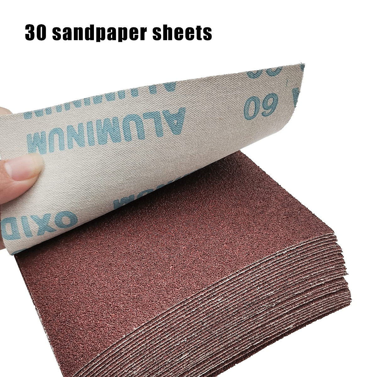 1/4 Sheet Sandpaper 4.5 x 5.5 Inch, Wet Dry Sand Paper, 30Pcs Sanding Sheets for Palm Sanders Hand Sanding Blocks on Woodworking, Metal, Primers, Automotive Paint, Detail Polishing (60 Grit)
