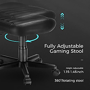 EUREKA ERGONOMIC Multi-Use Stool,Gaming Foot Stool,Height Adjustable Swivel Rolling Stool Chair W Wheels,Ottoman Footrest Simple Meeting Chair Video Game Stool for Gaming Home Office,Black