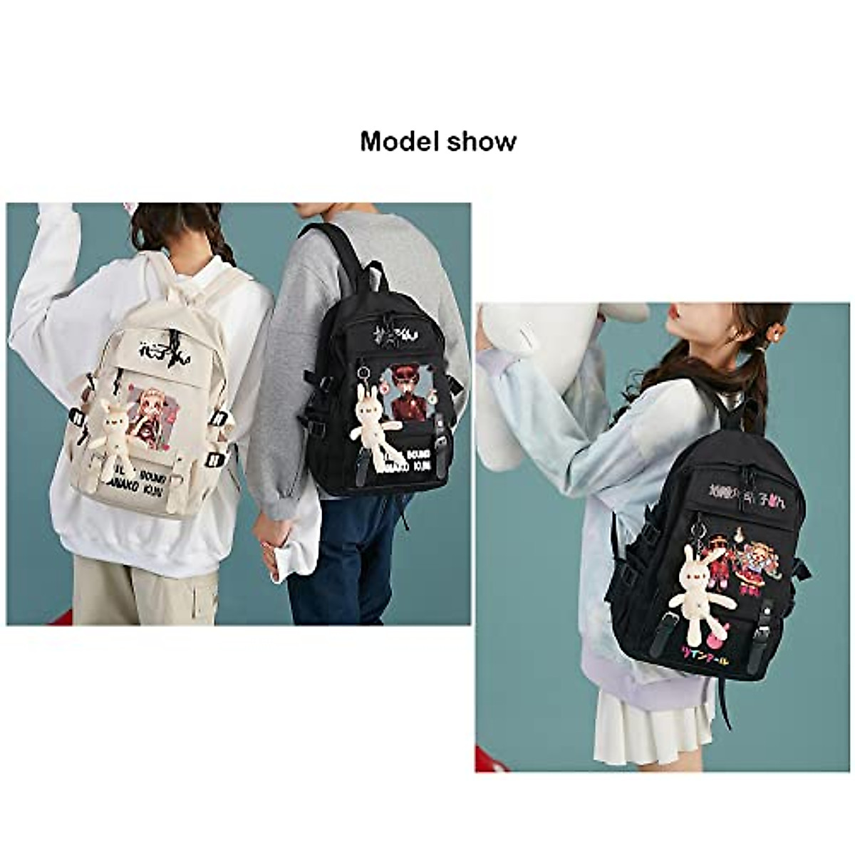 ZBIBYO Anime Hanako-kun Backpack for School Cute With Doll Pendant,Yashiro Nene Unisex Cosplay Bookbag (Black3)