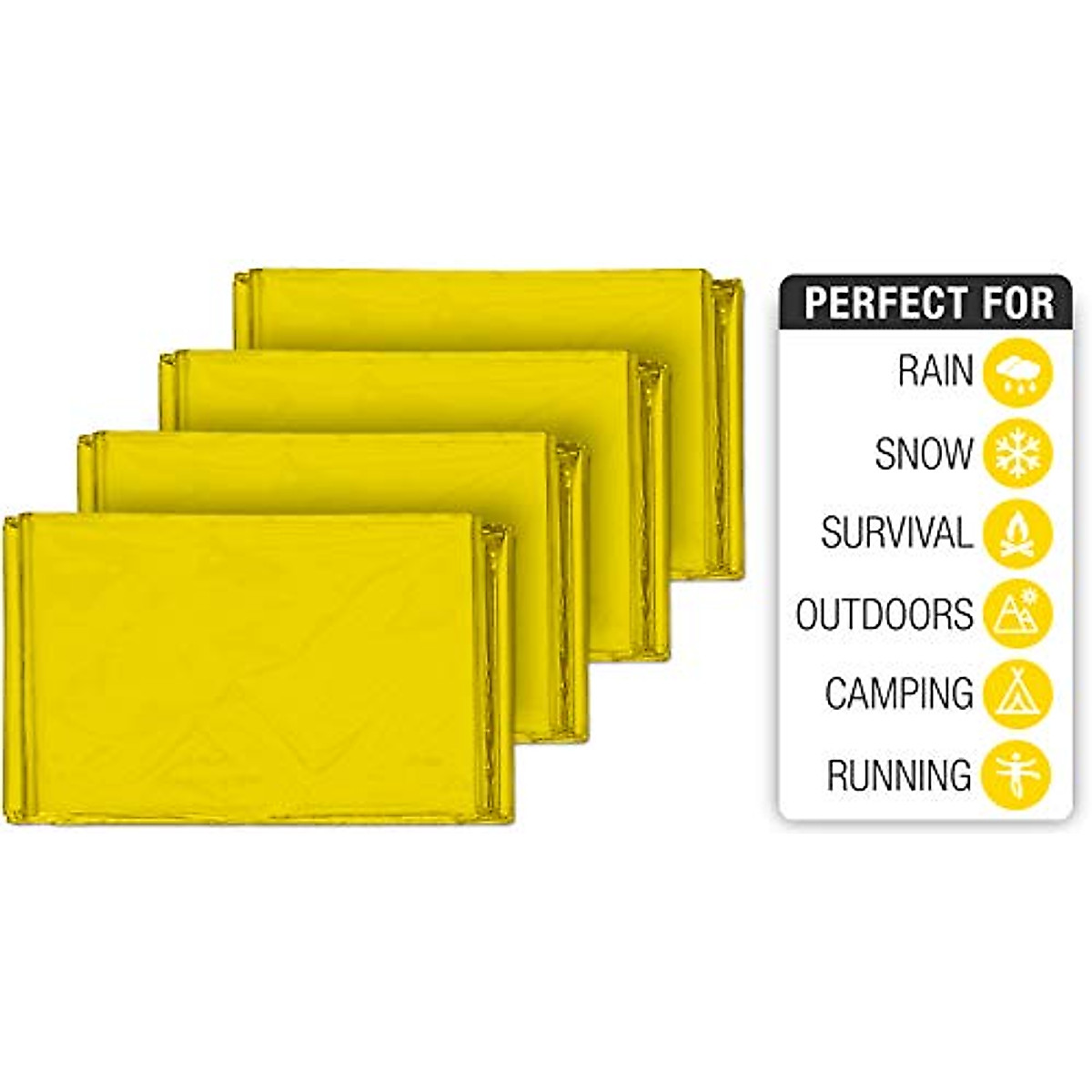 Swiss Safe Emergency Mylar Thermal Blankets + Bonus Gold Foil Space Blanket. Designed for NASA, Outdoors, Survival, First Aid, Gold, 25 Pack