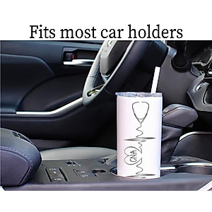 Heartbeat Nurse's Personalized Laser Engraved 20 oz Stainless Steel Skinny Tumbler with Custom Stethoscope by Avito - Includes Straw and Lid - Nurse RN, CNA, PA - Nurse Gift