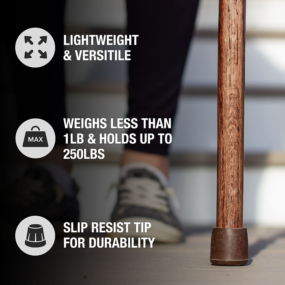 Brazos Handcrafted Wood Walking Stick, Twisted Oak, Backpacker Style Handle, for Men & Women, Made in the USA, Red, 58"