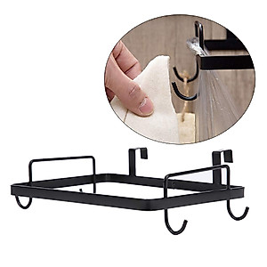 Trash Storage Holder, Garbage Bag Stand Iron Hanging Trash Bag Holder Trash Bag Holder Rack 10.2x6.0x3.0in for Household Kitchen Cabinets Doors and Cupboards(black)