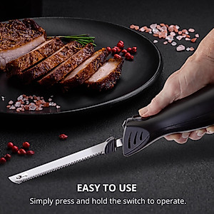 ELITRA HOME Professional Grade Electric Knife | Easy Slice Electric Kitchen Knife For Carving Meats, Bread, Turkey, and More | Stainless Steel Serrated Blade, Carving Fork, and Storage Case