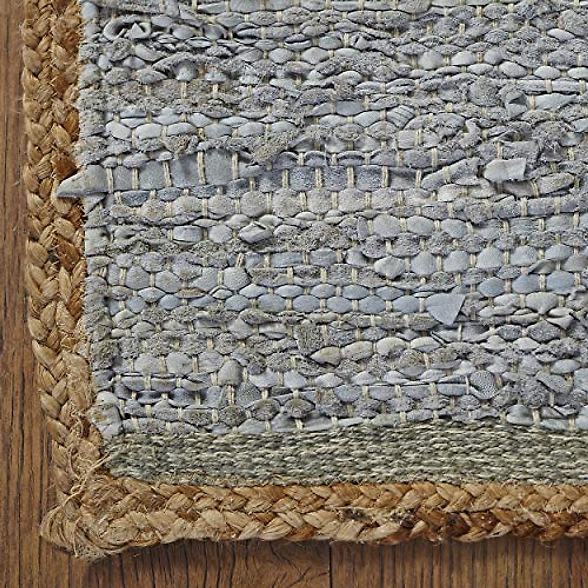Superior Hand-Woven Kerani Leather, Cotton, and Jute Area Rug, 8' X 10', Smoked Gray