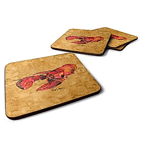 Caroline's Treasures 8715FC Lobster Foam Coaster Set of 4 Set of 4 Cup Coasters for Indoor Outdoor, Tabletop Protection, Anti Slip, Mouse pad Material