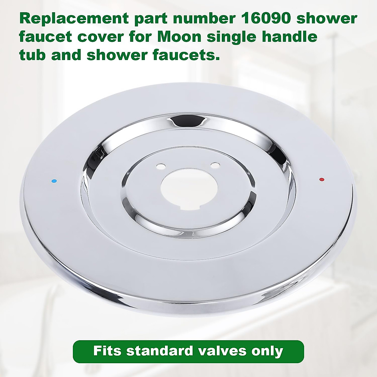 Shower Faucet Cover Plate for Moen, Stainless Steel Shower Handle Cover Plate Suitable for Shower Faucets and One-Handle Tub Escutcheon Replacement Parts Compatible with Moen 16090 Chateau (Silver)