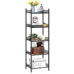 HEOMU 5 Tier Shelving Unit Metal Storage Shelf, Wire Shelves Organizer Utility Storage Racks and Shelving for Laundry Bathroom Kitchen Garage