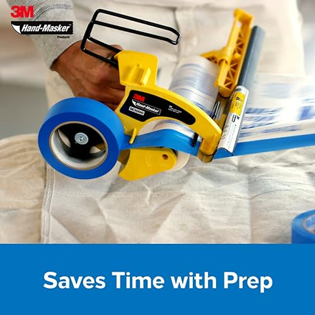 3M Hand-Masker M3000 Tool Painter's Tape and Masking Film Dispenser Kit, 3M Hand Masker Protects Surfaces from Paint Splatters, Includes 12-Inch Blade, Painter's Tape and Masking Film, 1 Kit