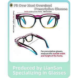 LianSan Safety Glasses Over Eyeglasses for Women - Anti-Fog Goggles Fit Over Prescription Eyewear for ANSI Z87.1 Certified(Multicolor)