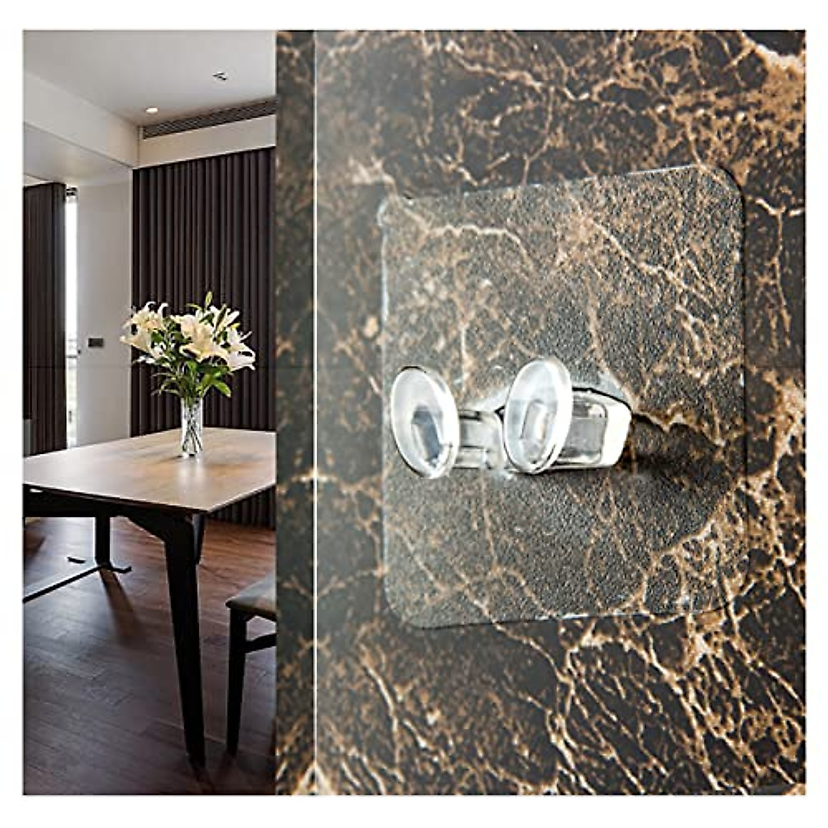 CARURLIFF 12 PCS Power Plug Holder Wall Mounted Organizer for Charger, Hairband, Adhesive Hooks for Bedroom, Kitchen (Transparent 12 PCS)