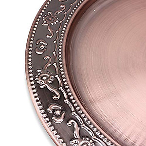 Brightalk 13-Inch Stainless Steel Charger Plates, 6Pcs Copper Dinner Plate Chargers Round Server Ware