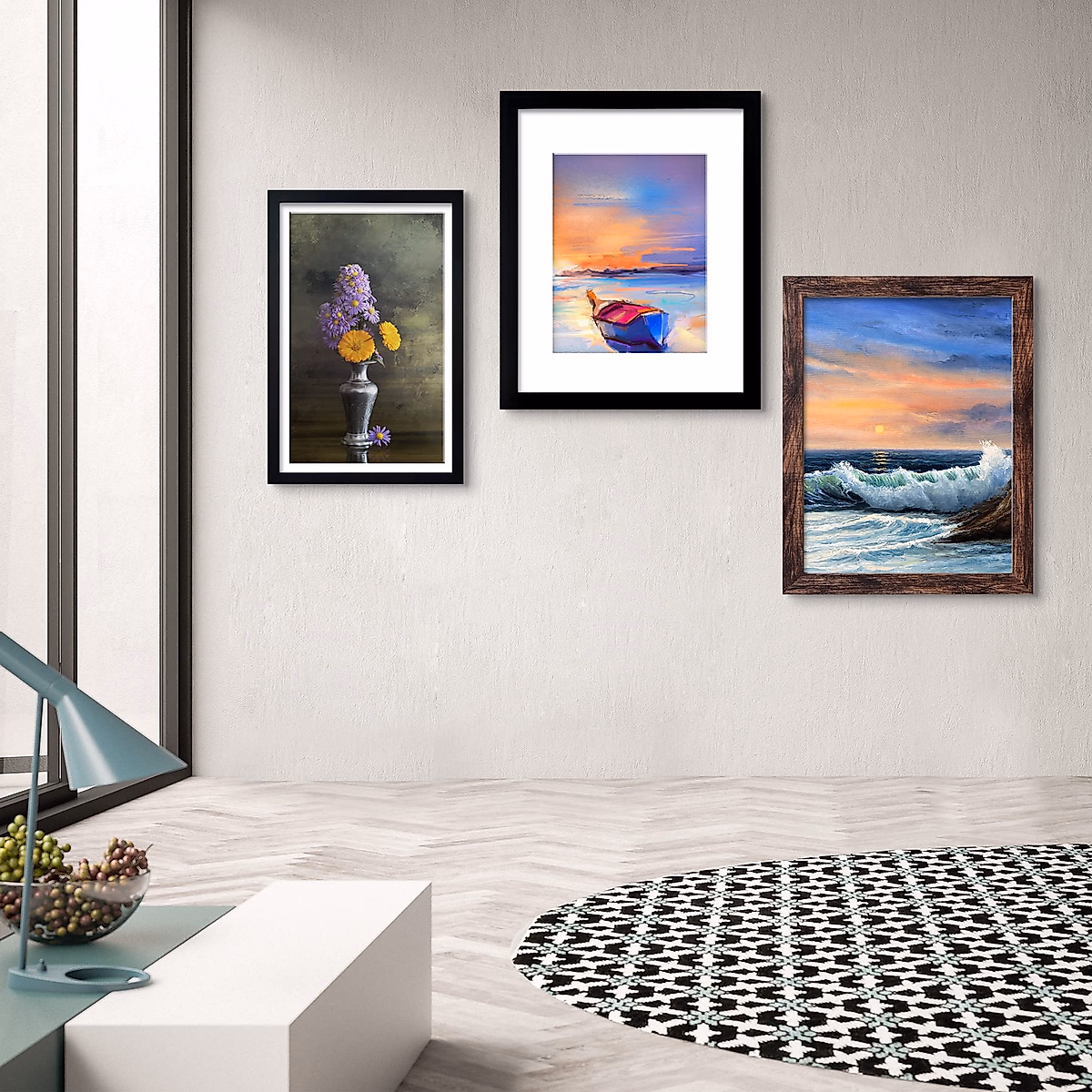 LUCKYLIFE 16x20 Frames, Picture Frames for Wall, Display Pictures 11x14 with Mat or 16x20 without Mat, Set of 2, Black