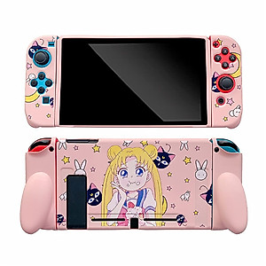 Protective Case for Switch,Cute Sailor Moon Case Compatible with Nintendo Switch,Pink Sailor Moon Game Accessories Soft Slim Grip Cover Shell for Console