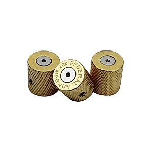 Guyker Guitar Knobs with 6mm Dia. Shaft Pots - Brass Bullet Case Style Tone and Volume Control Potentiometer Knob Replacement for Precision Electric Guitar or Bass (3 Piece, Golden)