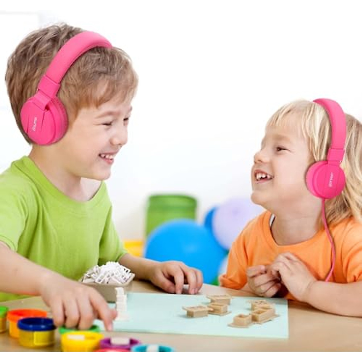 TENLUBEN Gorsun Kids Headphones Wired Headphone, Children Girls Boys Teen Lightweight Foldable Adjustable Corded On-Ear Headset for School Online Course Chromebook Cellphones Kindle Airplane (Pink)