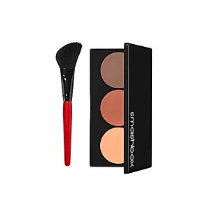 Smashbox Step-By-Step Contour, Highlighter, & Bronzer Face Palette with Angled Brush, Medium/Deep