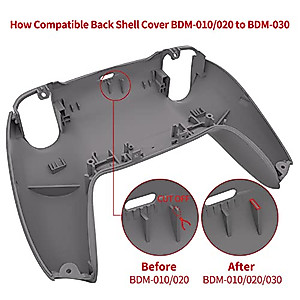 eXtremeRate White Performance Rubberized Grip Custom Back Housing Bottom Shell Compatible with ps5 Controller, Replacement Back Shell Cover Compatible with ps5 Controller