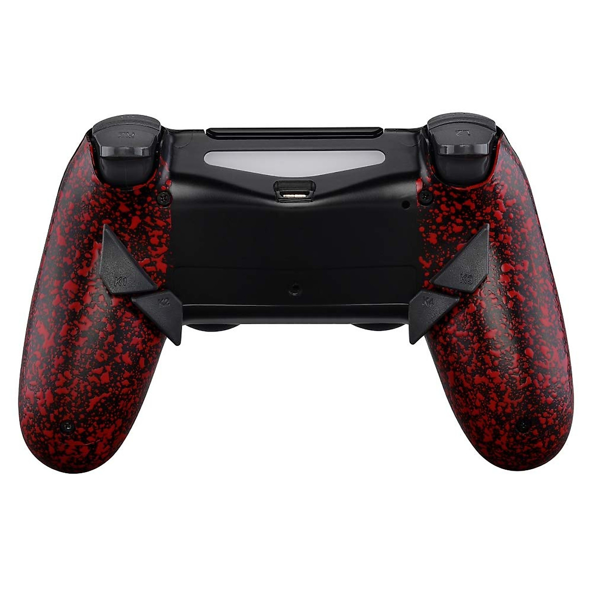 eXtremeRate Textured Red Dawn Programable Remap Kit for PS4 Controller with Upgrade Board & Redesigned Back Shell & 4 Back Buttons - Compatible with JDM-040/050/055 - Controller NOT Included